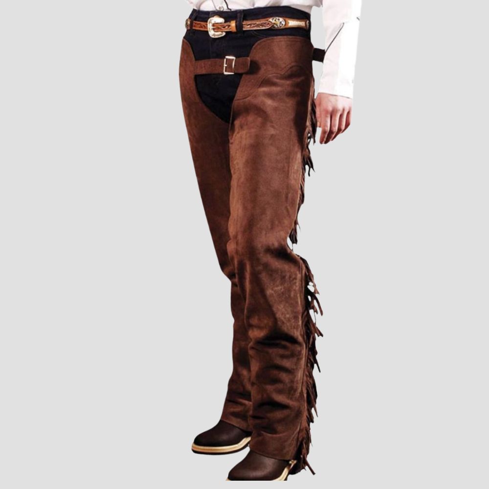 Authentic Men's Leather Fringe Chaps For Western Style Riders ...